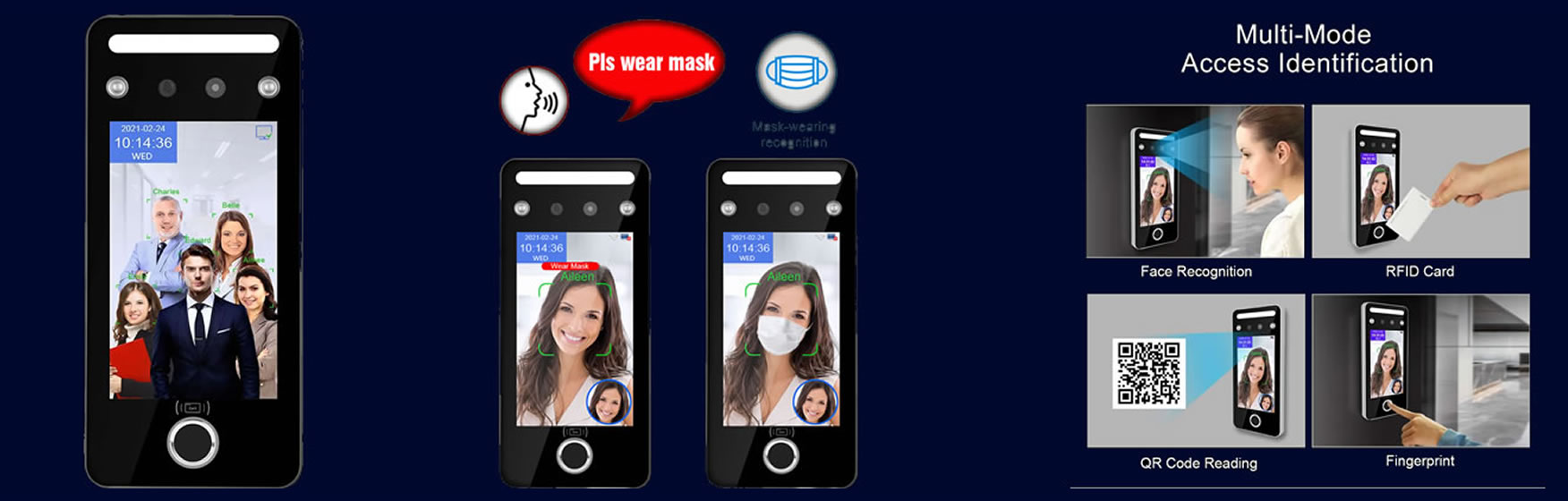 AI08 Dynamic Facial Recognition System Terminal, Biometric facial and ...